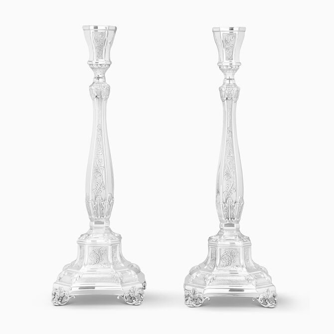 Bakio Decorated Sterling Silver Candlesticks | Hazorfim